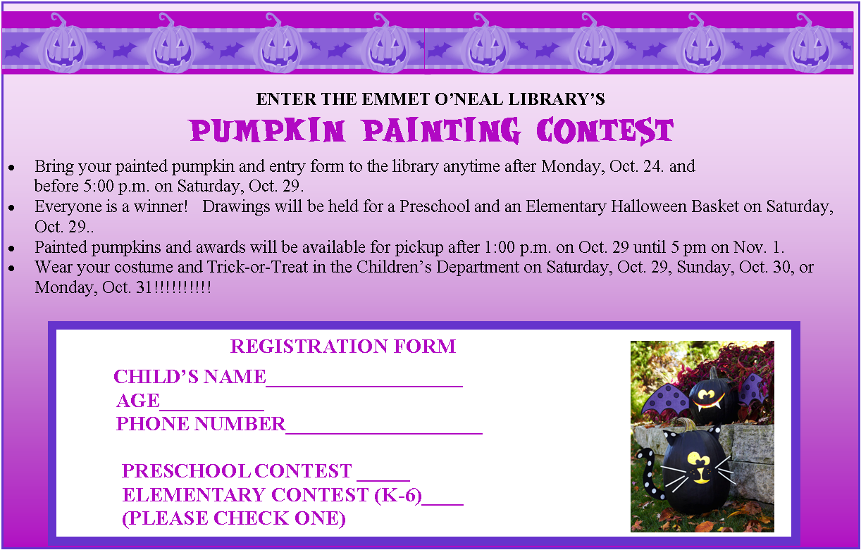 Emmet O'Neal Library Children's Department: Pumpkin Decorating Contest ...