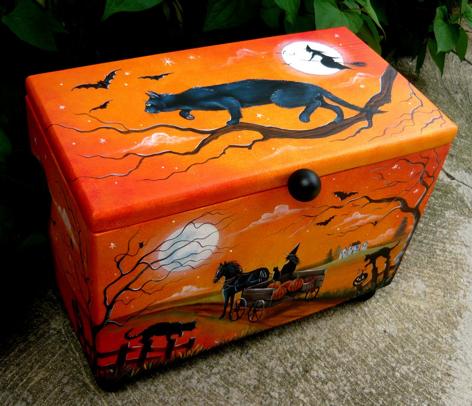ARTISTIC HALLOWEEN QUEENS: OOAK ORIGINAL HALLOWEEN WOOD CHEST-ON EbAY NOW~