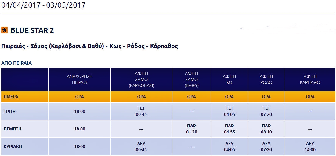 New Port Karlovassi: Δρομολογια Blue Star Ferries για τον νομο Σαμου ...