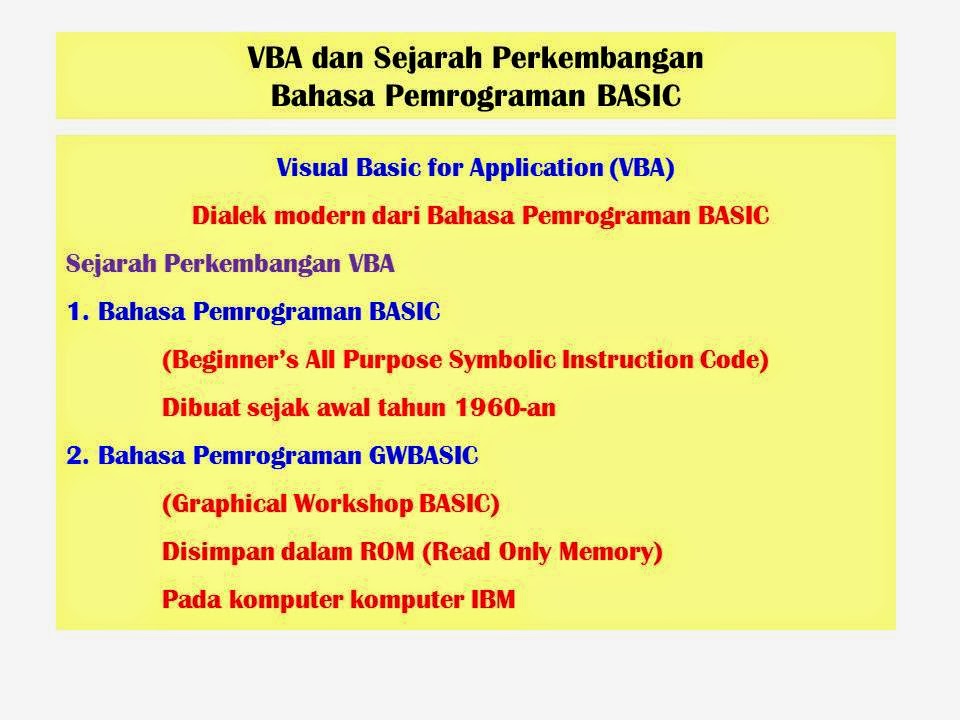 Komunitas Software: Pengantar VBA (Visual Basic Application) for MS Excel