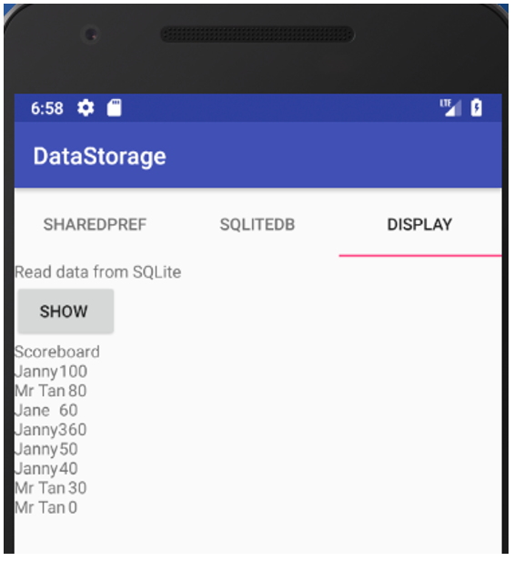 MDAD: Lab7 Shared Preferences and SQLite Database (Part2)