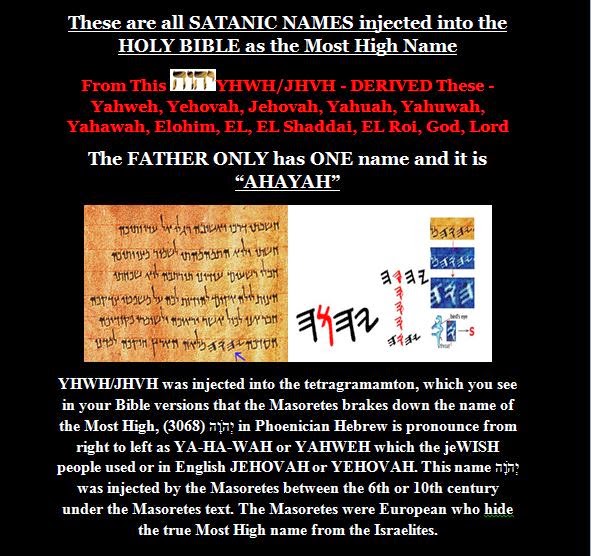 Ahayah Yashiya - The Truth Be Told! : YHWH/JHVH AND AHAYAH (THE ...