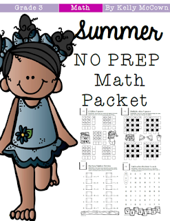 Kelly McCown: Summer NO PREP Math Packet Grades 3 to 4