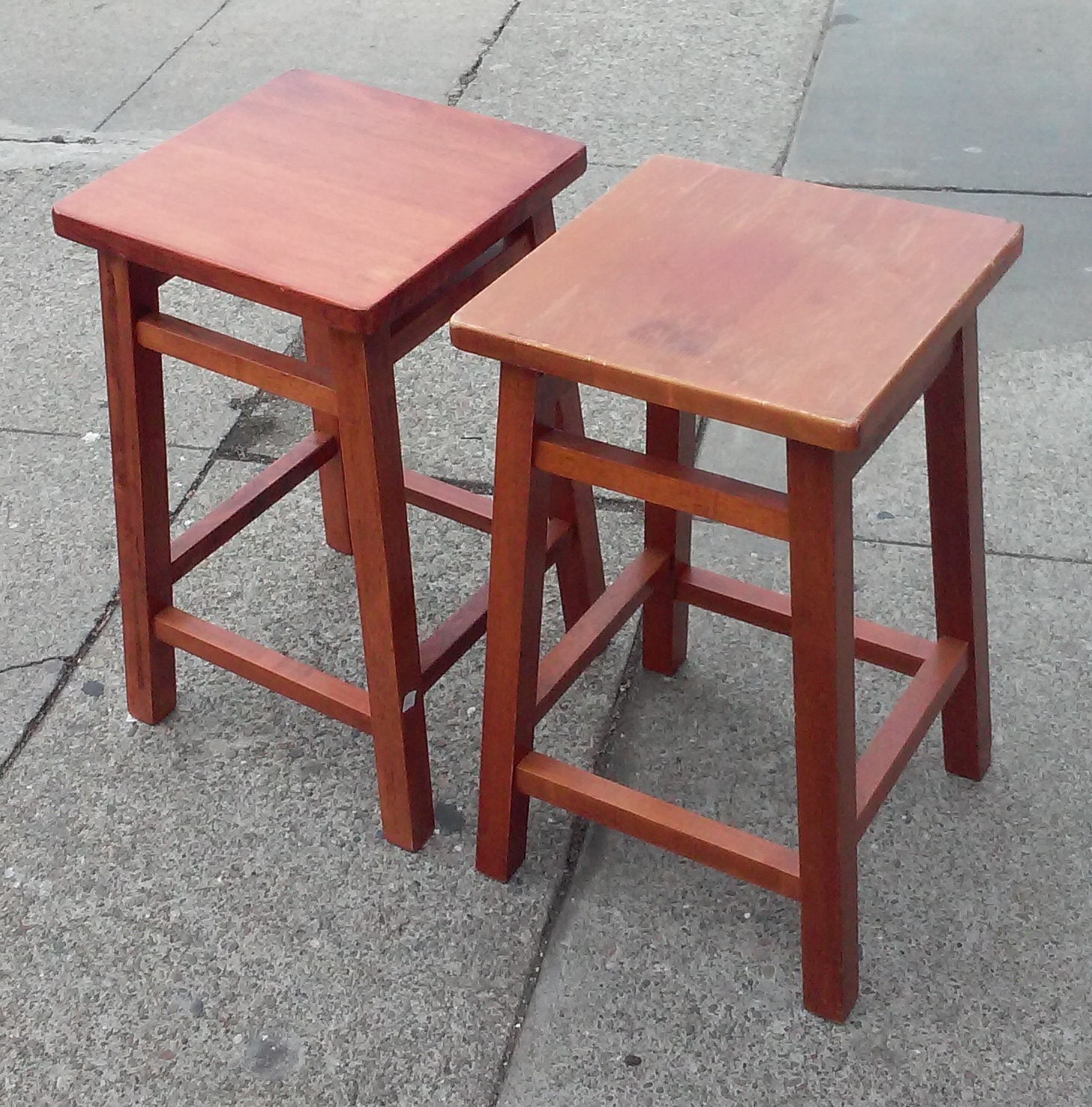 UHURU FURNITURE & COLLECTIBLES: SOLD #8295 Modern Asian Teak 2' Stools ...