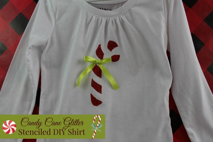 Candy Cane Glitter Stenciled DIY Shirt - First Time Mom and Losing It