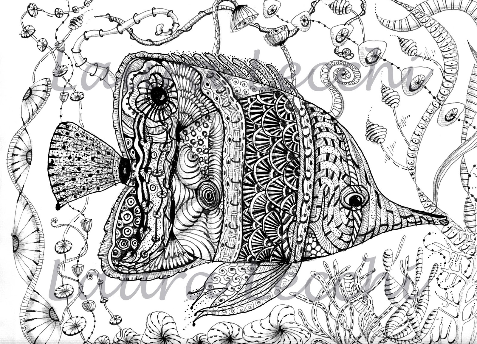 note di acquerello: UN ALTRO PESCE ZENTANGLE INSPIRED ART - another ...