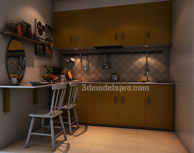 Sketchup scene: Very small kitchen