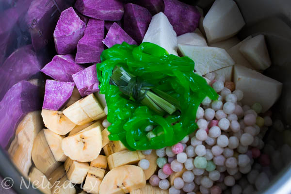 Instant Pot Ilonggo Ginat-an or Taro Tapioca Coconut Dessert with Ube