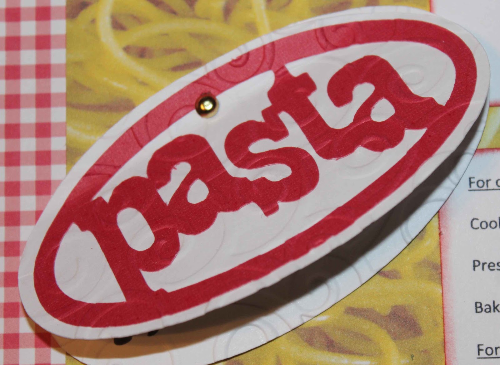 Created by Sunshine HoneyBee: Spaghetti Recipe Scrapbook Layout