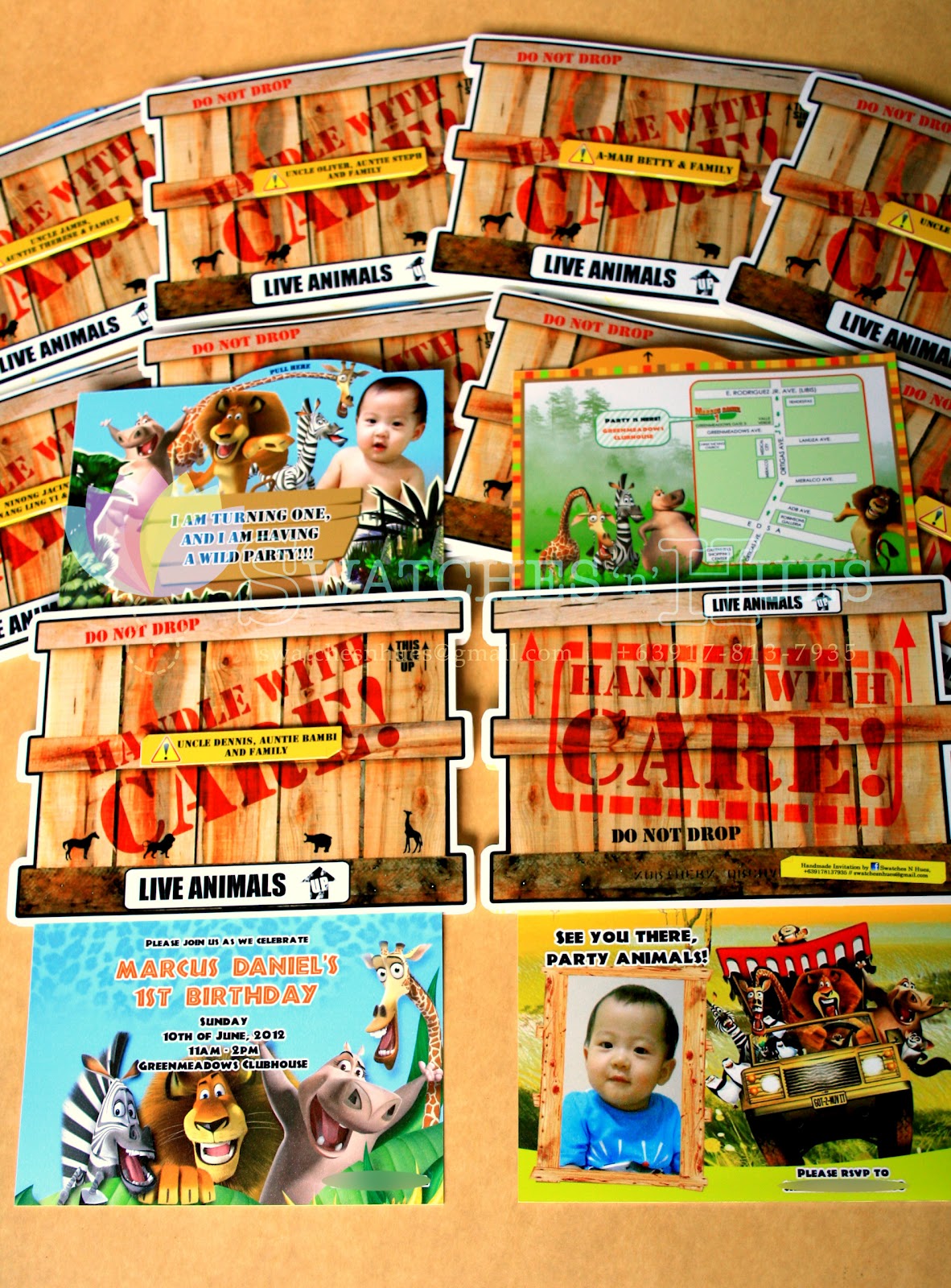 Swatches & Hues : Handmade with TLC: Madagascar themed birthday invitation