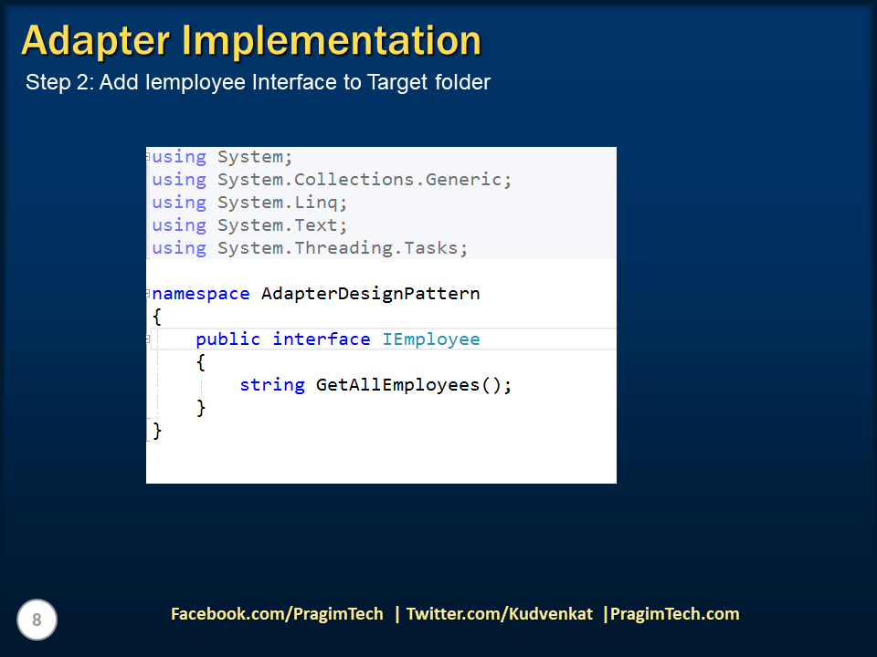 Sql server, .net and c# video tutorial: Adapter Design Pattern - Slides