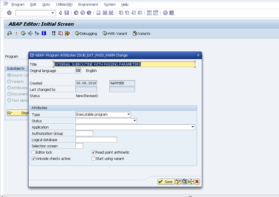 Sap Tech External Subroutine With Passing Parameters