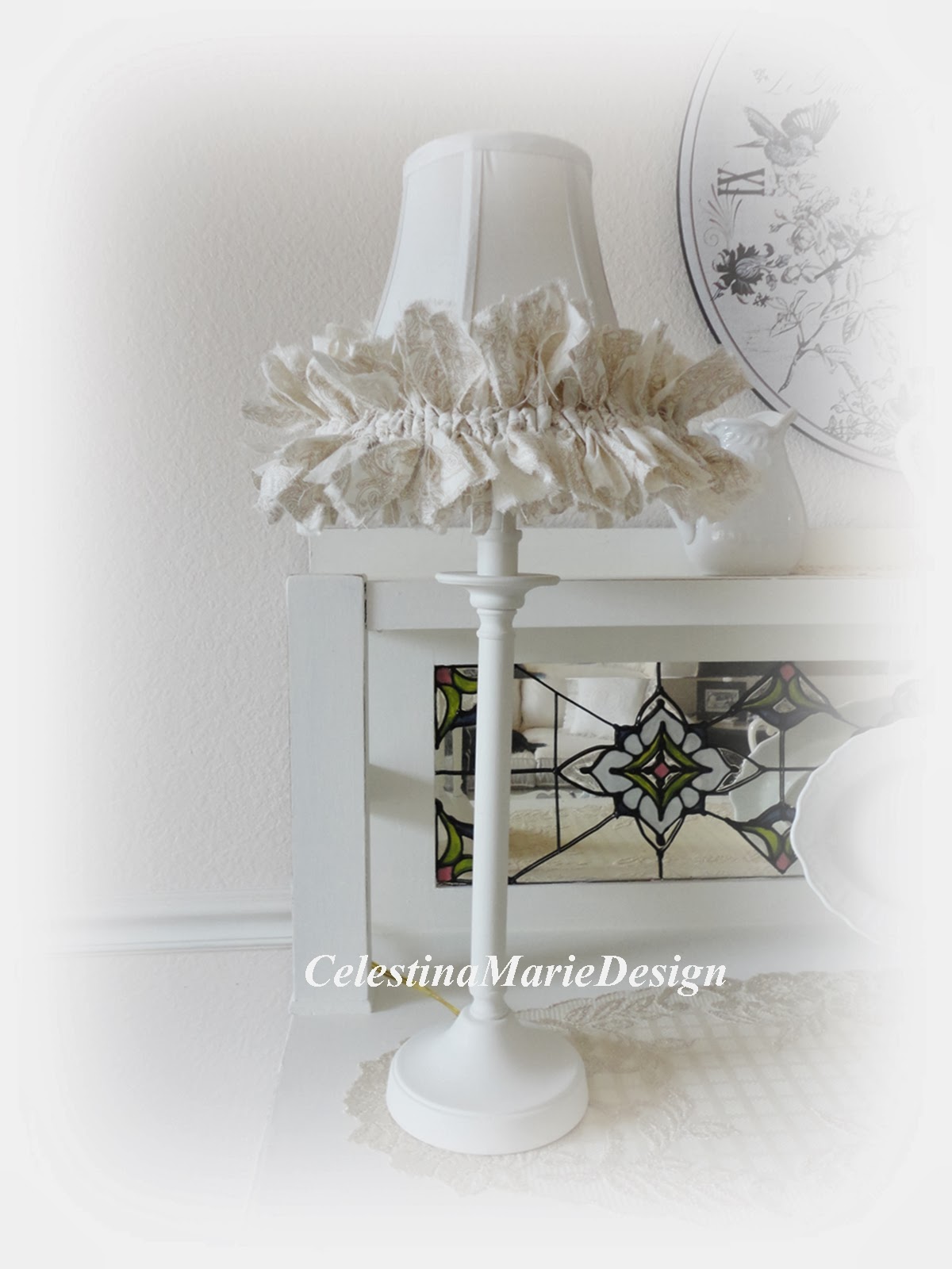 Rag Trim Lampshades and a Heart Wreath~Tutorial - Rose Garden Market