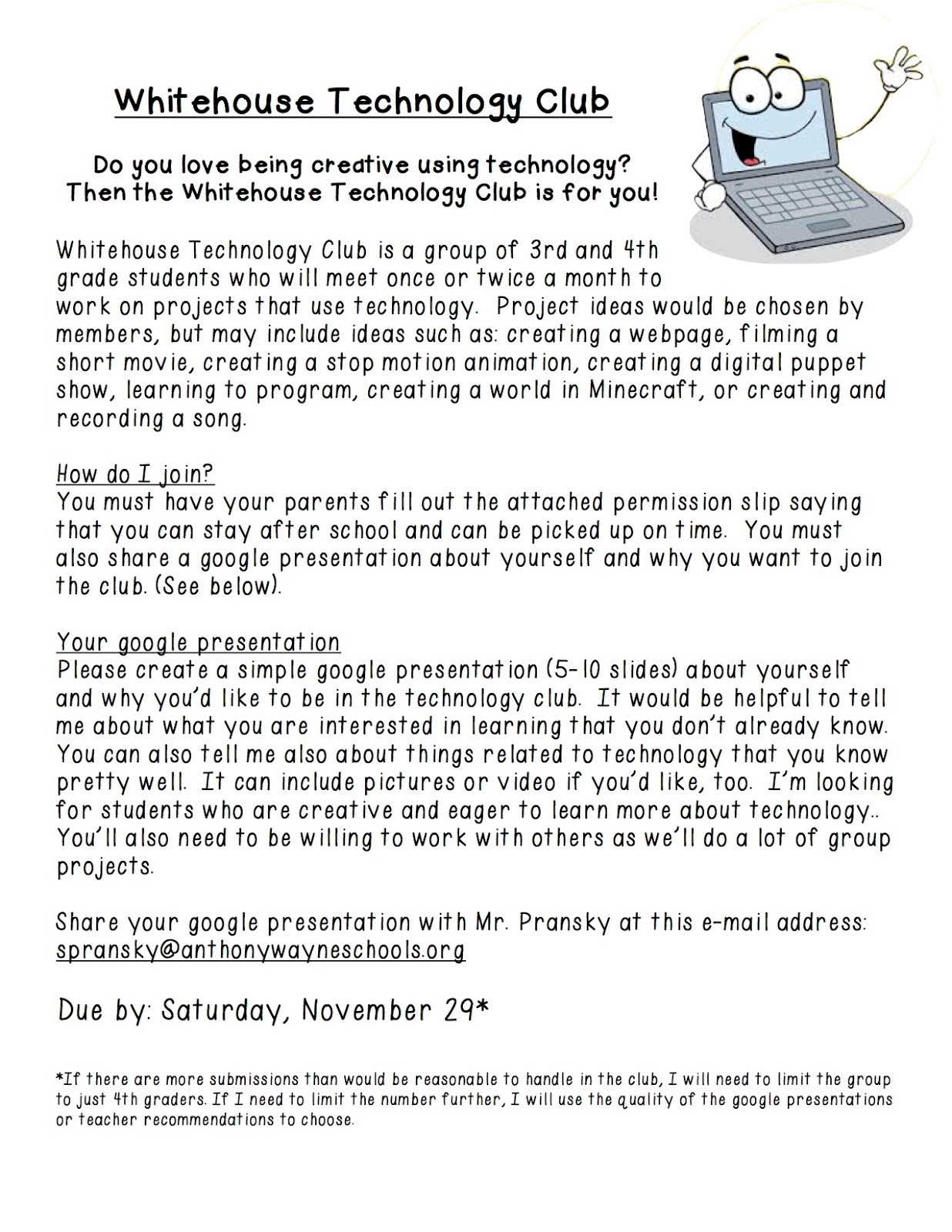 My Experiences Starting a School Technology Club