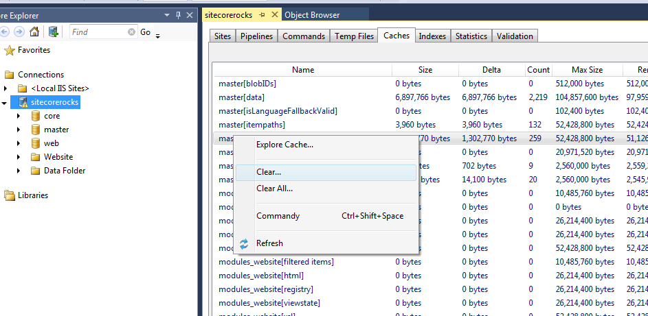 Explore Sitecore: Cache using Sitecore Rocks Explore Sitecore: Cache using Sitecore Rocks