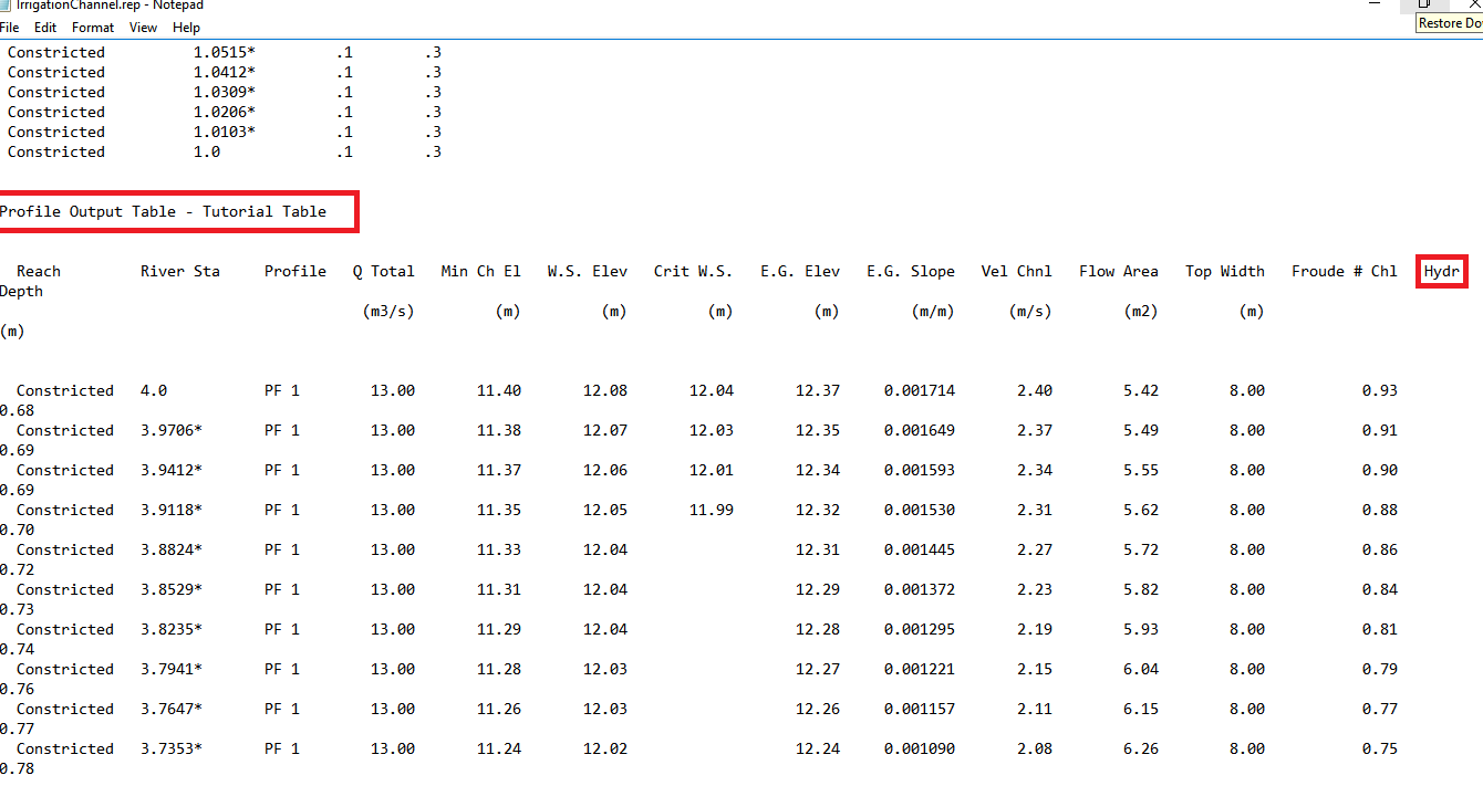 HEC-RAS Tutorial: Generate Report