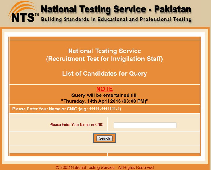 NTS Extended Last Date of Query for Invigilation Staff Jobs - Govt ...