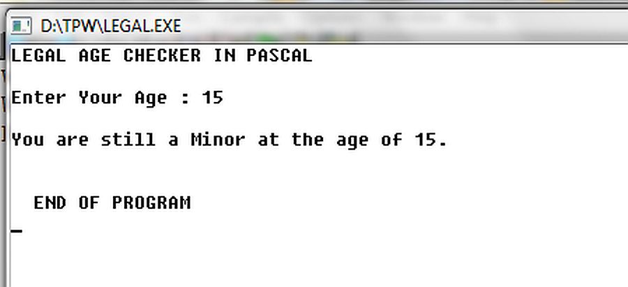 Free Programming Source Codes And Computer Programming Tutorials Legal Age Checker In Turbo Pascal