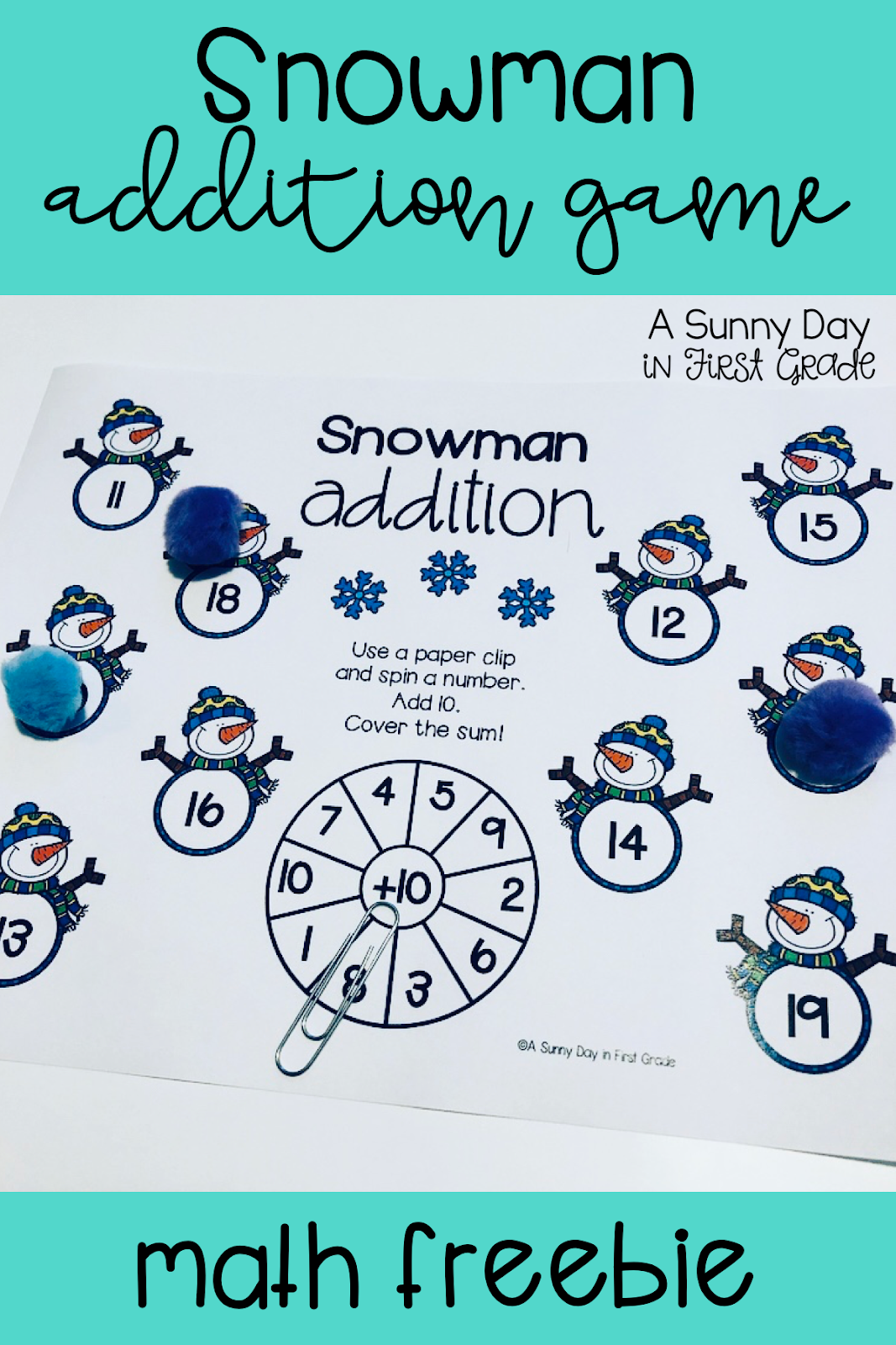 Snowman +10 Game (freebie) | A Sunny Day in First Grade