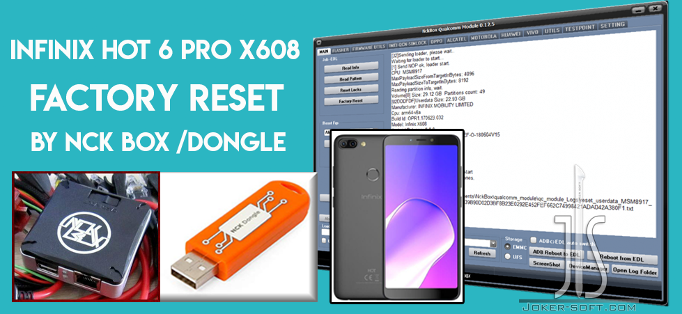 فورمات وحذف رموز الحماية والنمط Infinix Hot 6 Pro X608 بإستخدام NCK Box ...
