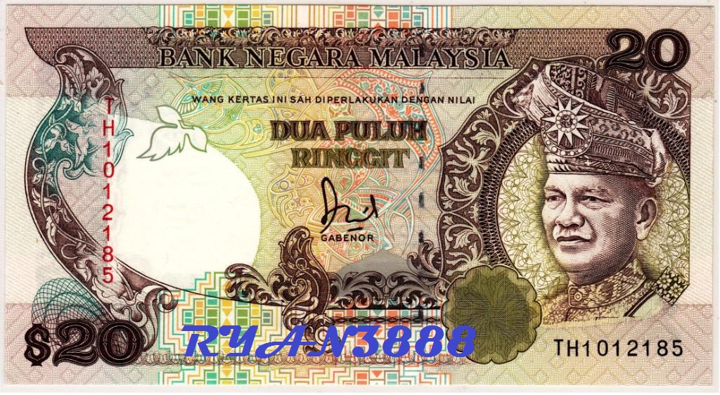 RYAN3888 BANKNOTE: MALAYSIA RM20 6TH LAST PREFIX TH1012185 ORIGINAL UNC