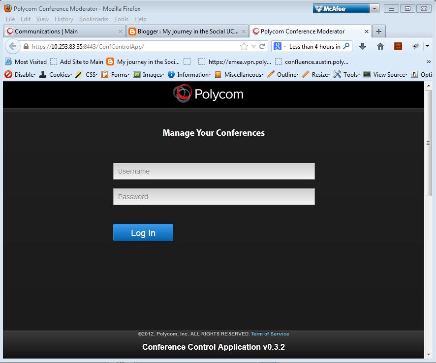 My journey in a social digital world: Polycom Conference Control App