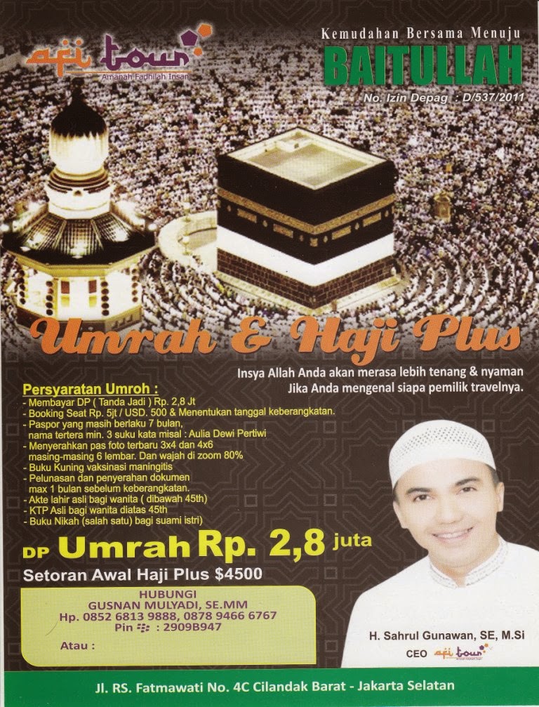 UMROH BERSAMA SAHRUL GUNAWAN: Brosur Umroh