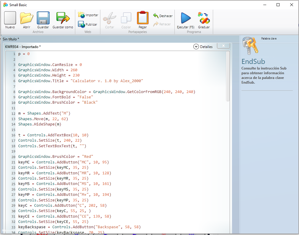 Aprendiendo C#, Python, C++, A.I, BASIC...: Small BASIC 1.2