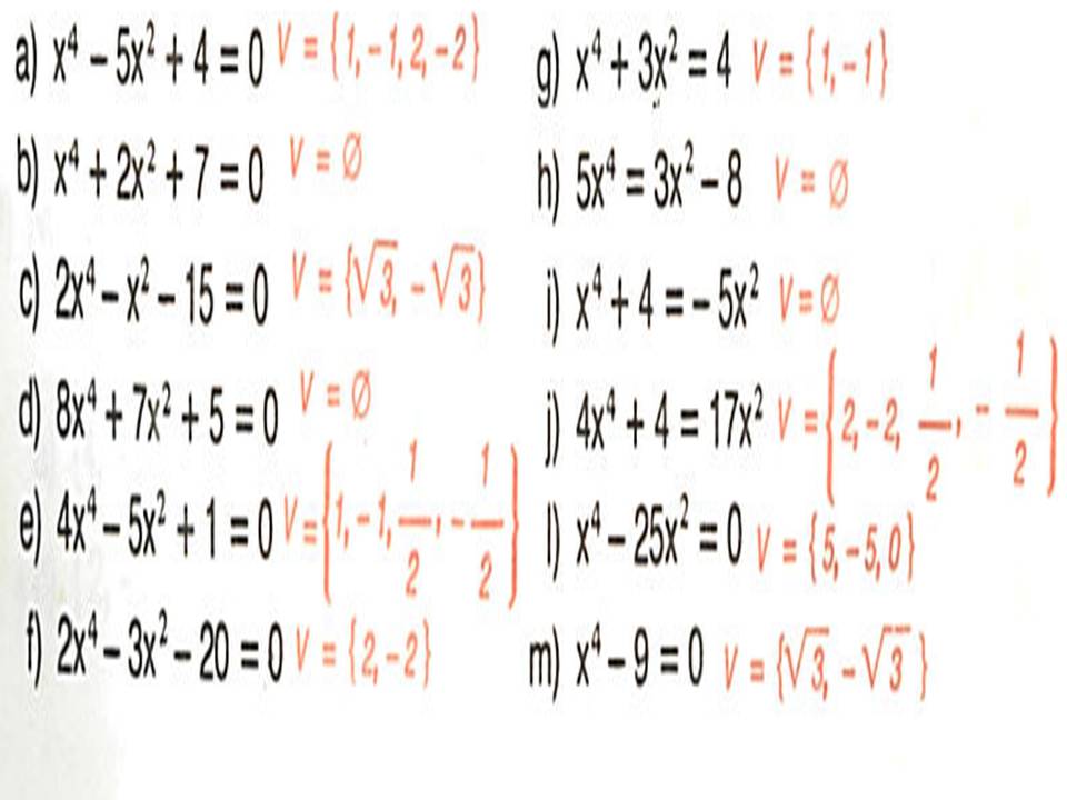 Ensino de Matemática : EQUAÇÕES BIQUADRADAS