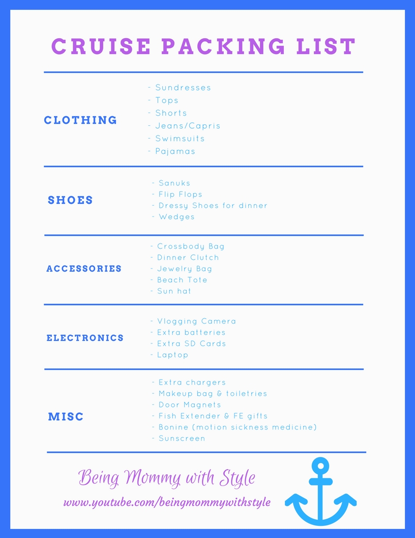 Cruise Packing List Printable