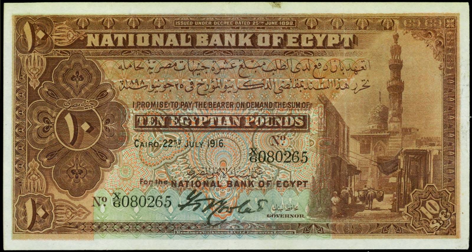 Egypt 10 Pounds banknote 1916|World Banknotes & Coins Pictures | Old ...