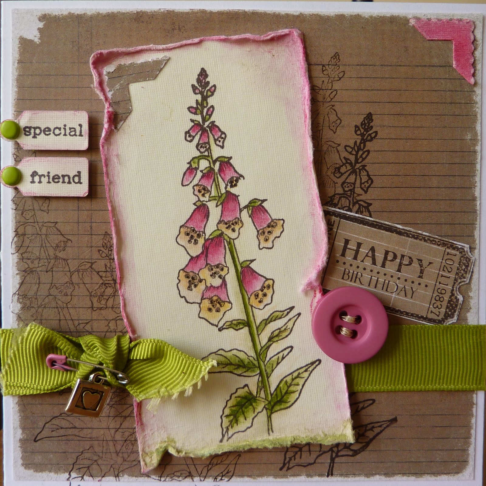 BasicGrey Challenges: Challenge 46........ Colour Combo - Hot Pink, Lime Green and Brown/Kraft