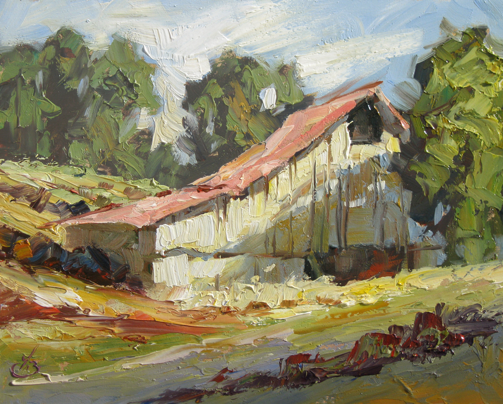 TOM BROWN FINE ART: RURAL AMERICANA, BARN, IMPRESSIONIST 8x10 OIL ...