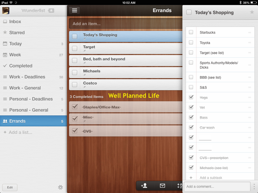 Menu Planning and Saturday Errands