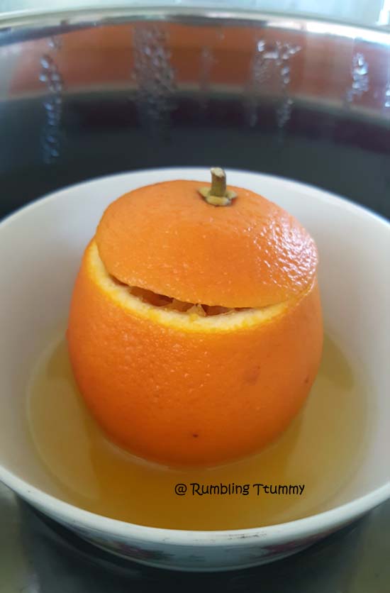Rumbling Tummy: Double boil Orange Remedy (寒咳)