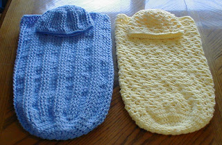 Karens Crocheted Garden of Colors: 2 Cuddle Sacks with matching Hats