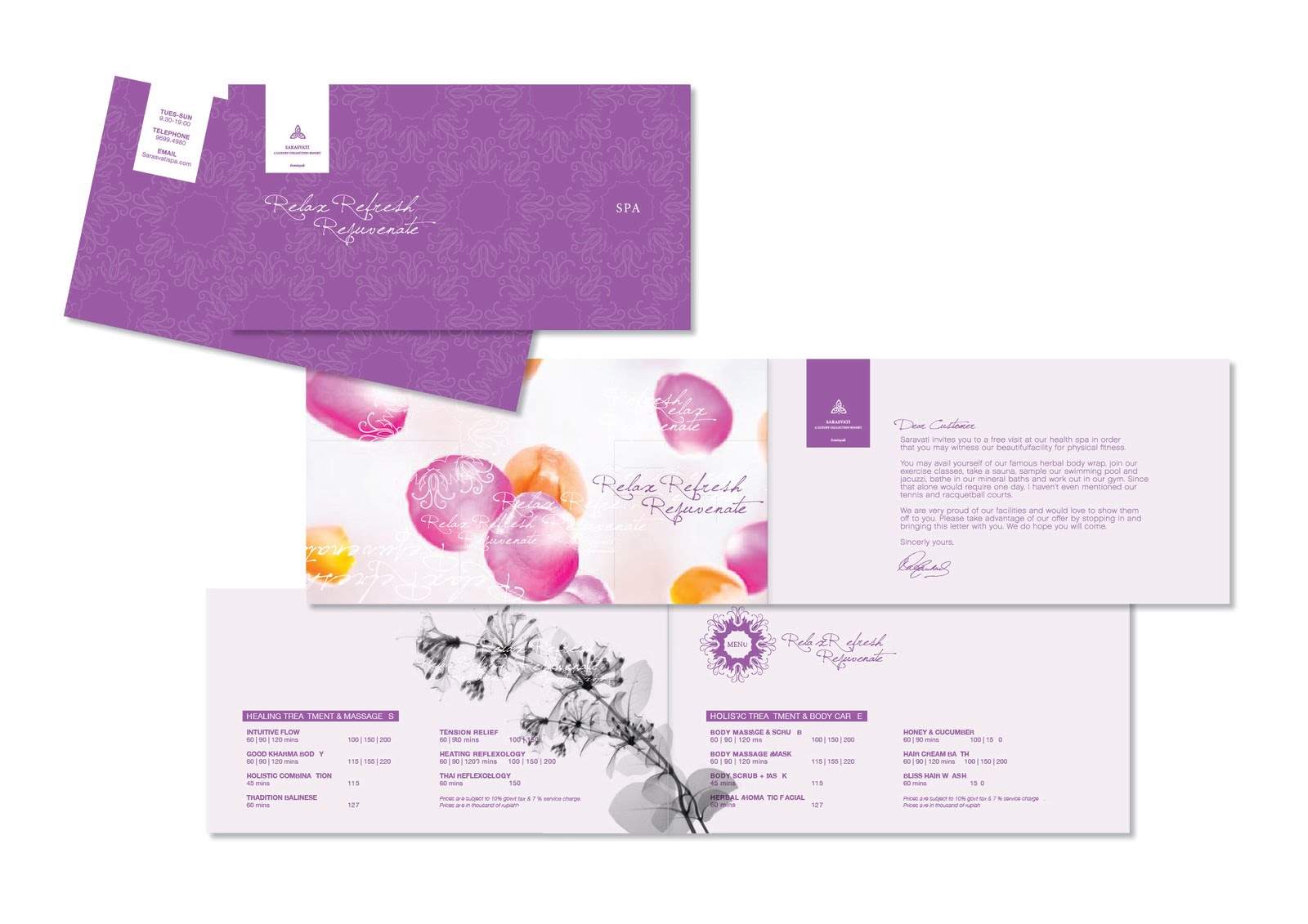 HueCreative: Luxury Collection Resort, Spa Menu Design.