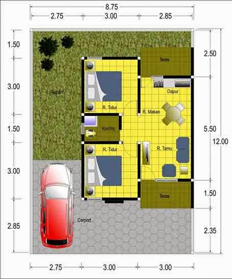 NEW DENAH RUMAH BTN TIPE 45 - Denah