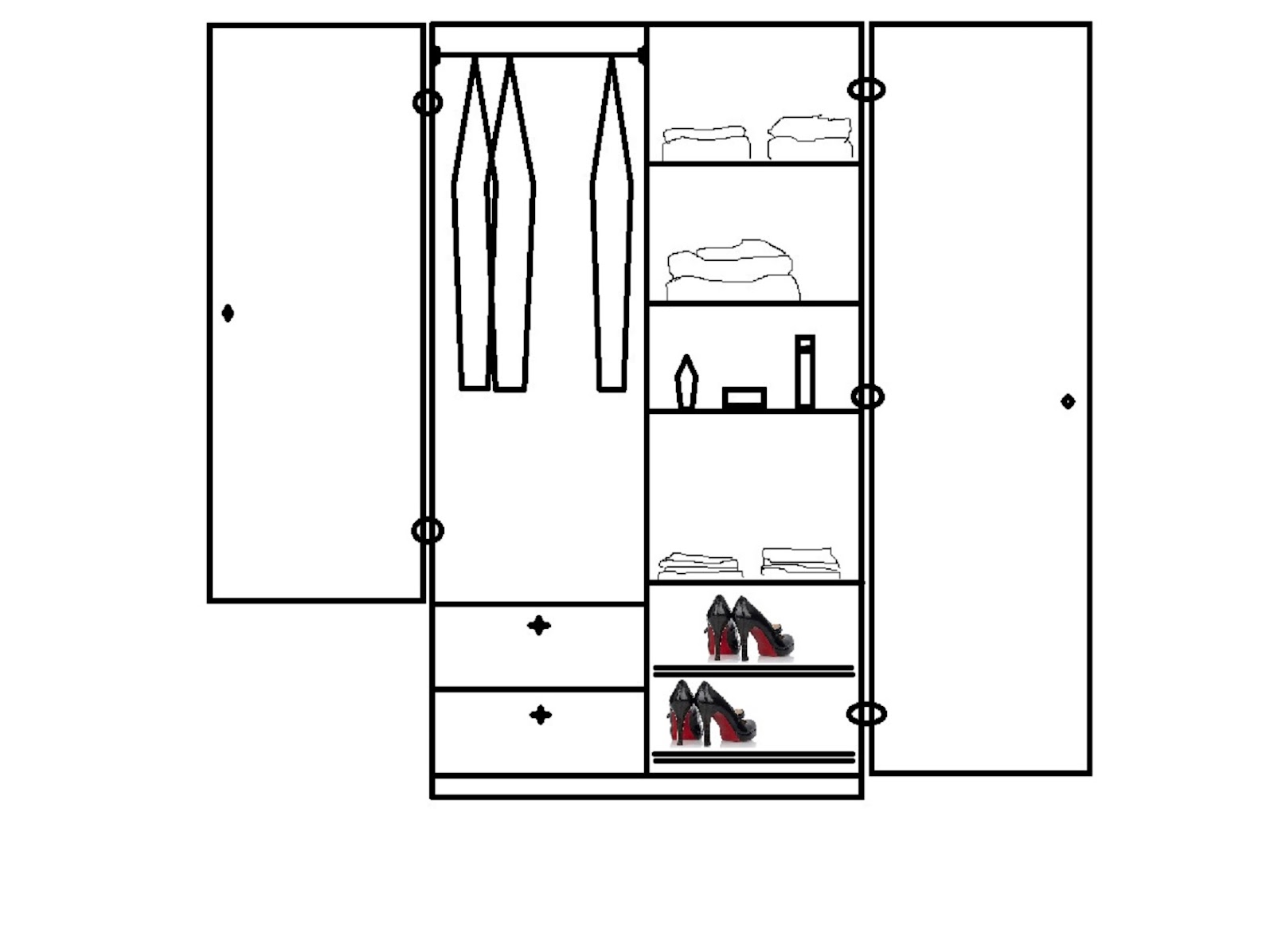 MUEBLES DE LOS ANGELES: PLANOS DE ROPEROS COMPUESTOS Y SIMPLES