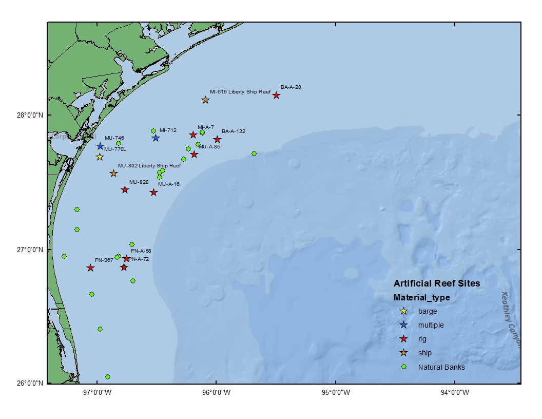 Surveying Artificial Reefs and Harmful Algal Blooms: Map