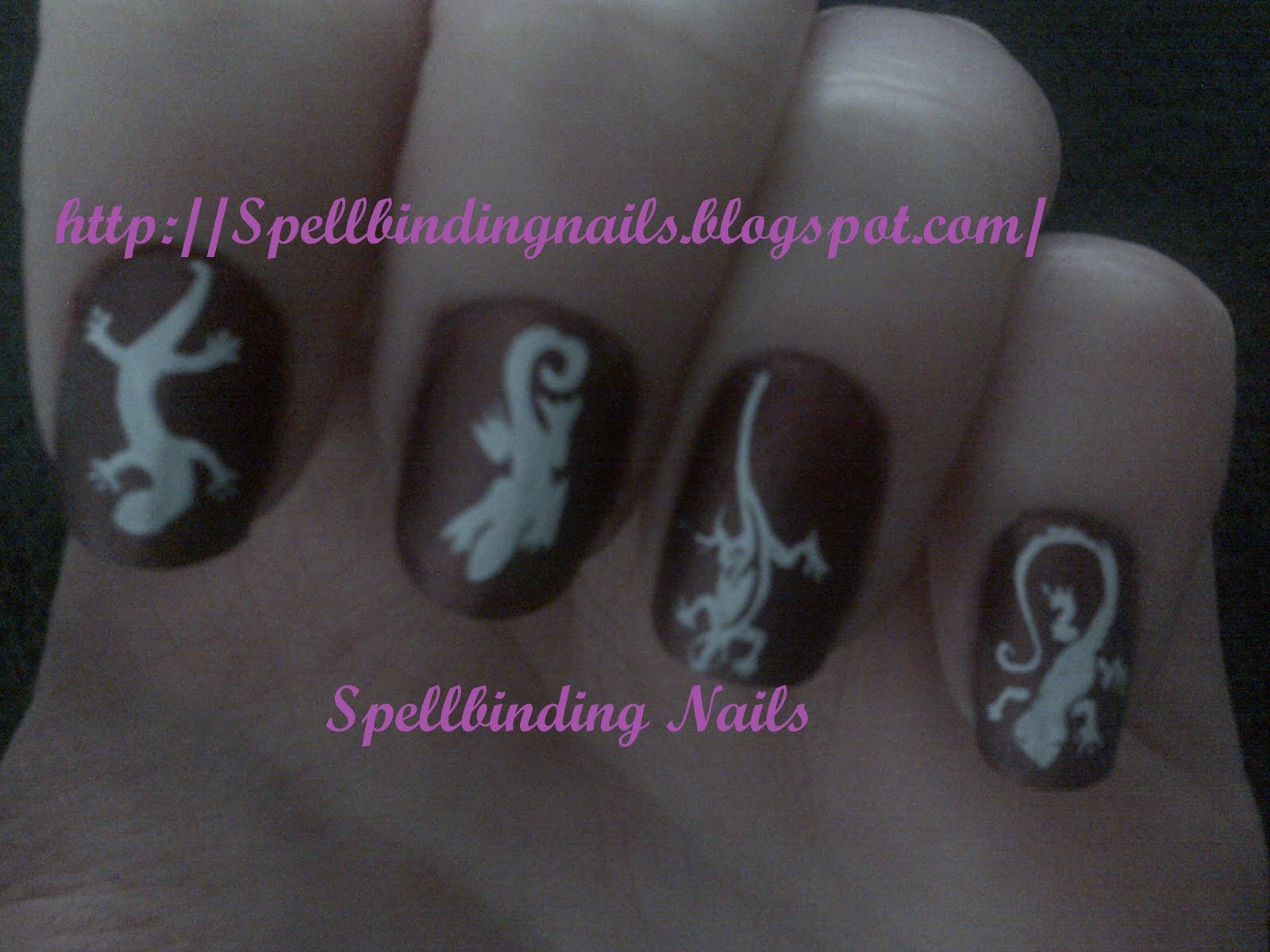 Beauty Nails: HB04 + 'Sparkly Green Lizards'