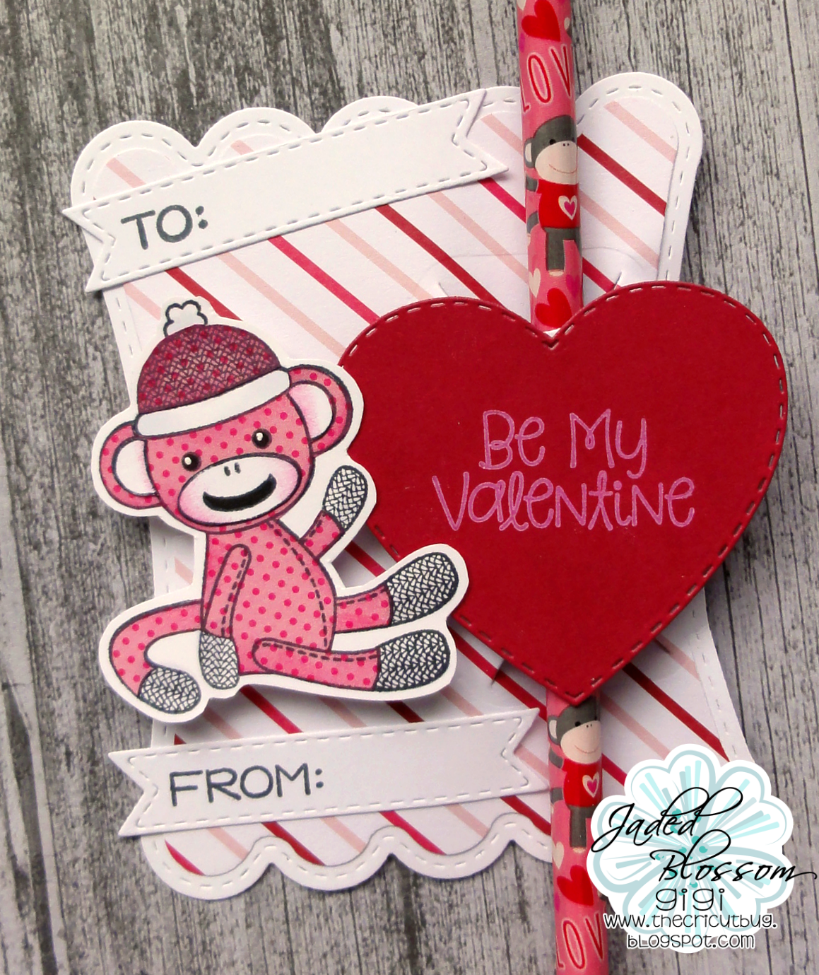 Jaded Blossom: Sock Monkey Pencil Valentines