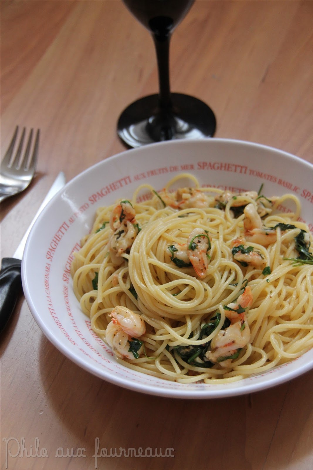Philo aux fourneaux: Spaghetti aux crevettes & à l'ail