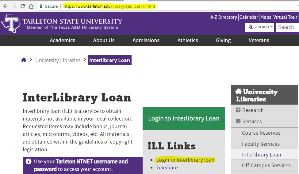 Library Online Lounge - Tarleton Libraries: Interlibrary Loans