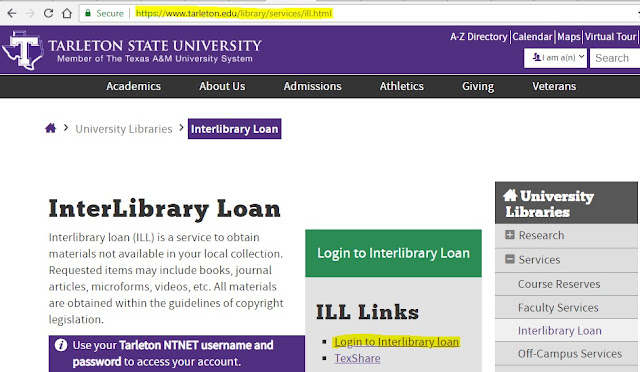 Library Online Lounge - Tarleton Libraries: Interlibrary Loans