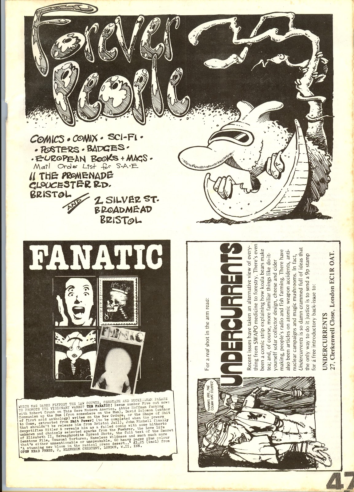 UK Underground Comix!: Forever People Ad by Hunt Emerson