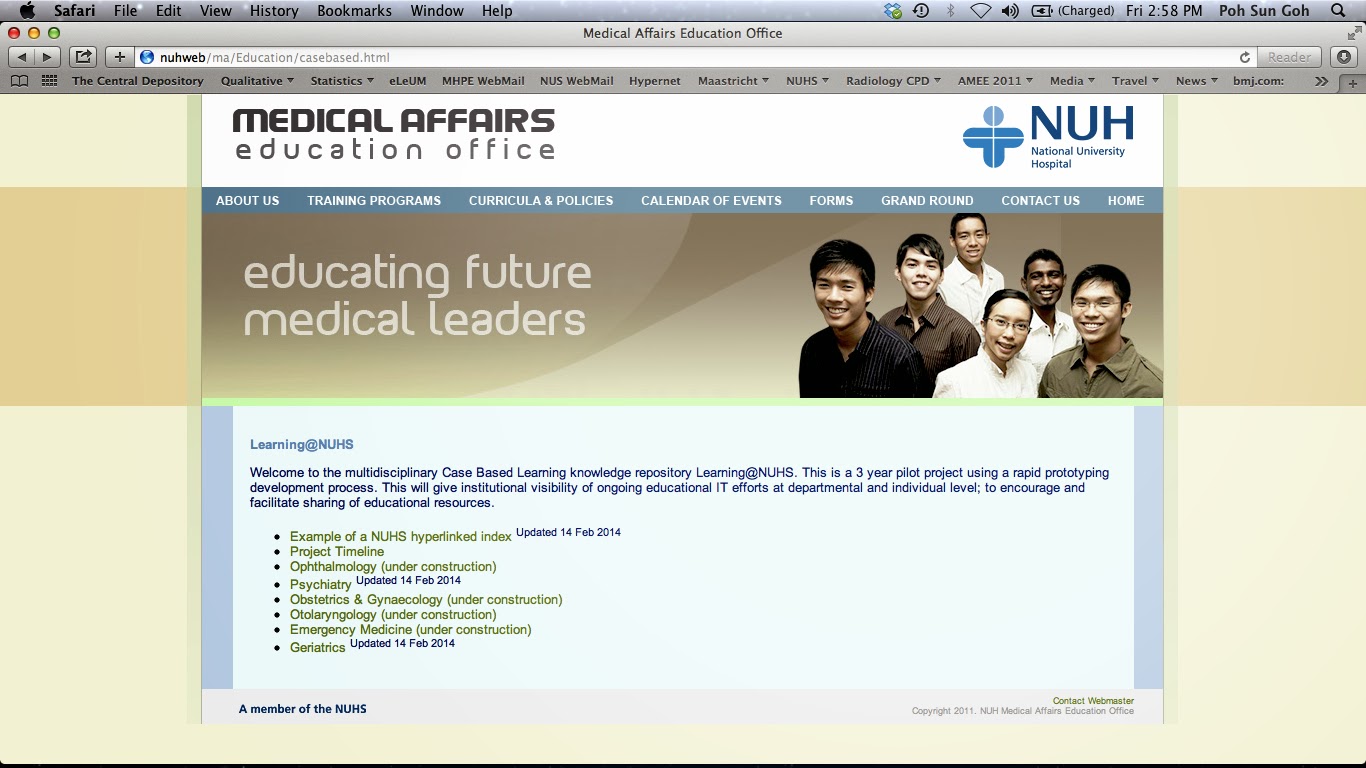 Medical Education and eLearning Portfolio: Learning@NUHS and ...