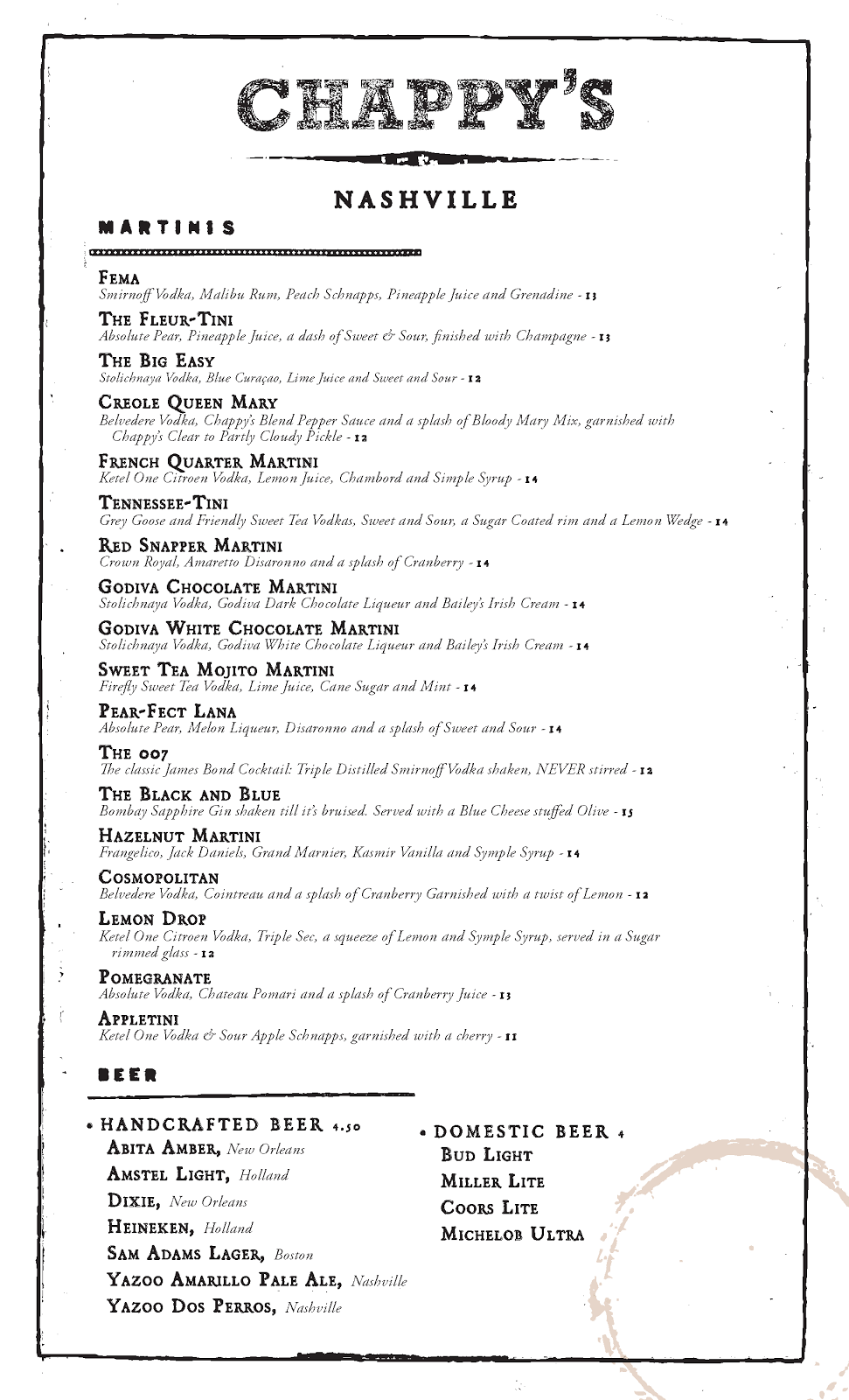 Usen Gandara Art/Design: Chappy's Logo and Menus