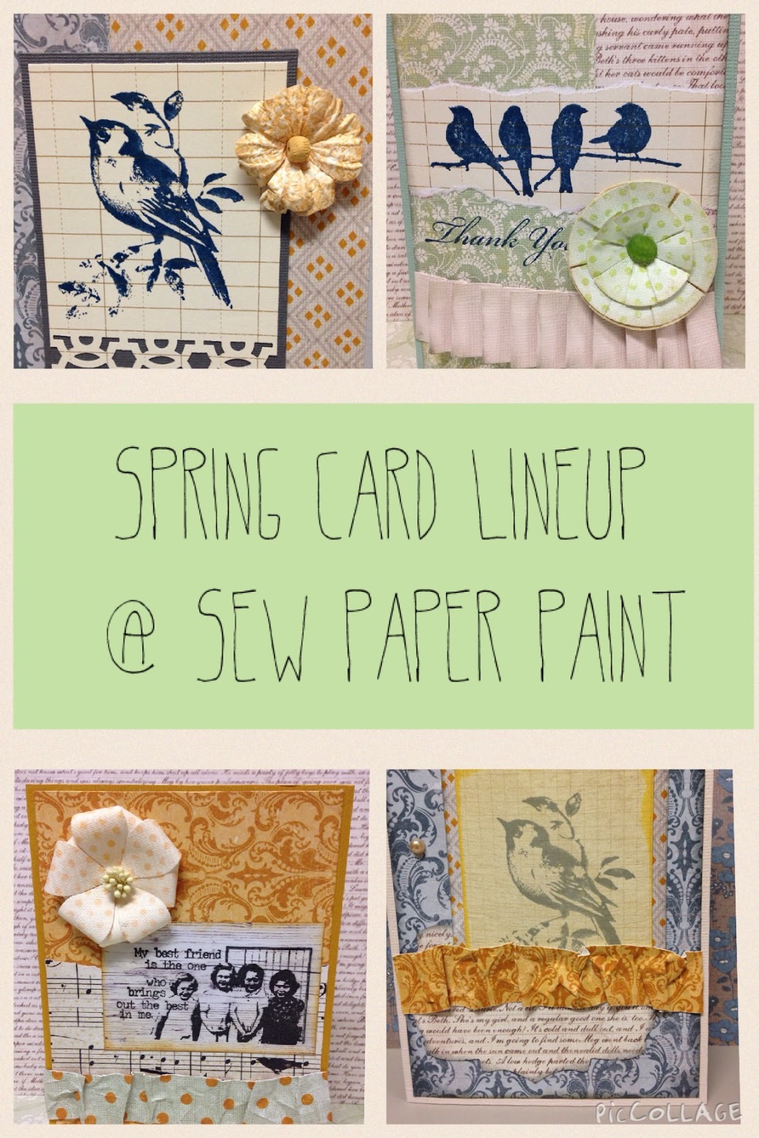 SewPaperPaint: Sew Paper Paint Blog Launch - Authentique Spring Cards