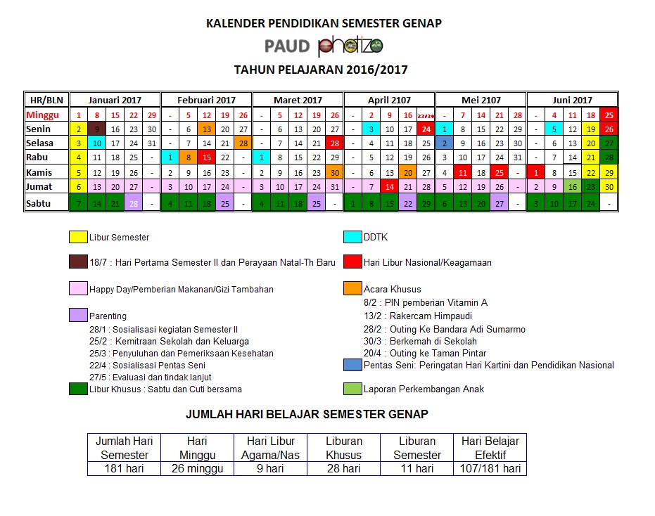 Kalender Pendidikan | Paud Photizo Solo